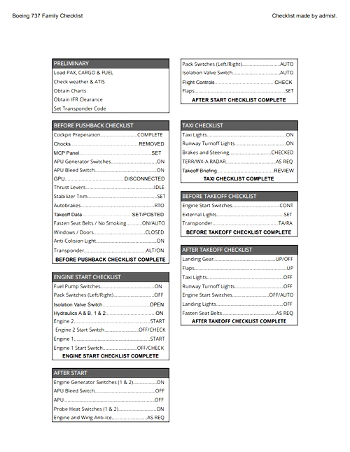 admist's Boeing 737 Family checklist » X-Plane 12