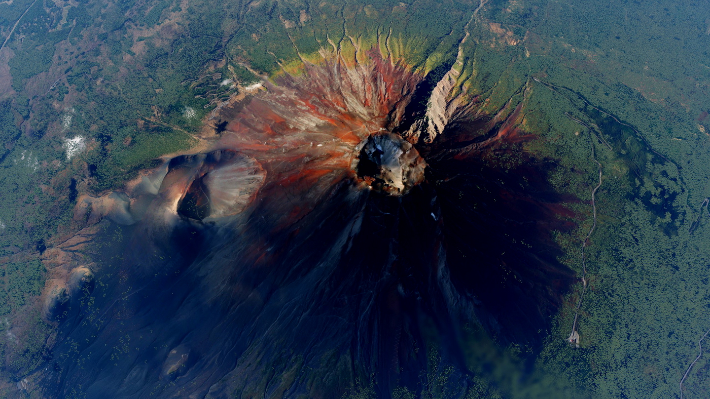 Detailed Mount Fuji and Sorroundings in Summer - Ortho Scenery ...