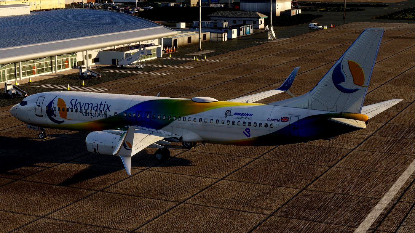 SkyMatix VA Sunrise livery G-SKYM by FlySim24 for the B737-800NG LevelUP U1, for X-Plane 12 - X ...